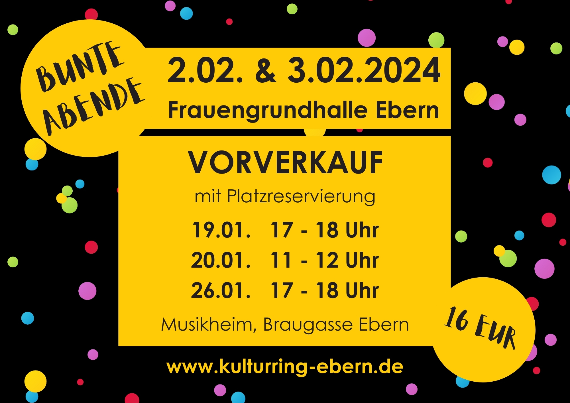 Kartenvorverkauf für die Bunten Abende – Kulturring Ebern